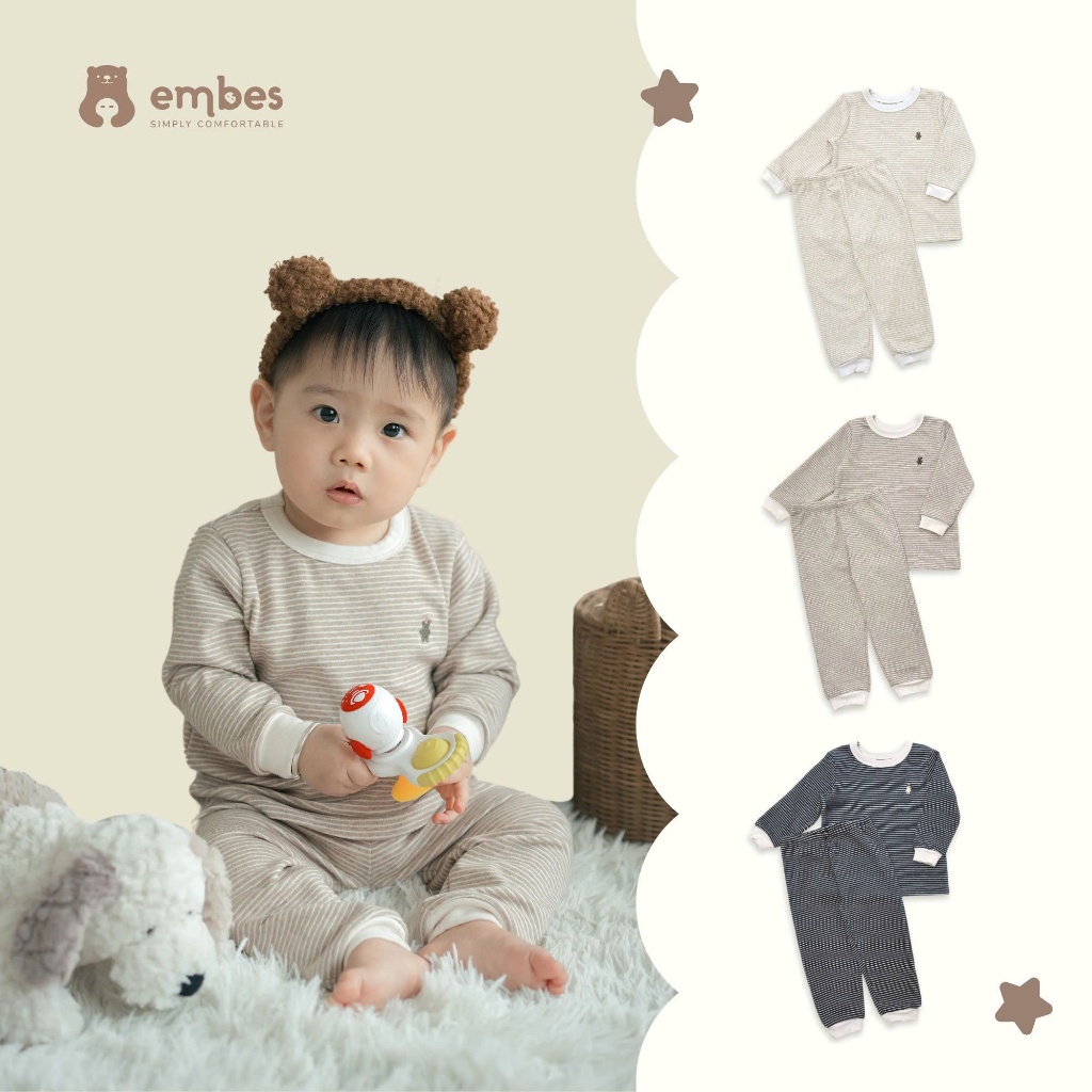 Bộ Quần Áo Thu Đông Dài Tay Embes Cho Bé Trai Bé Gái Chất Cotton Mềm ...
