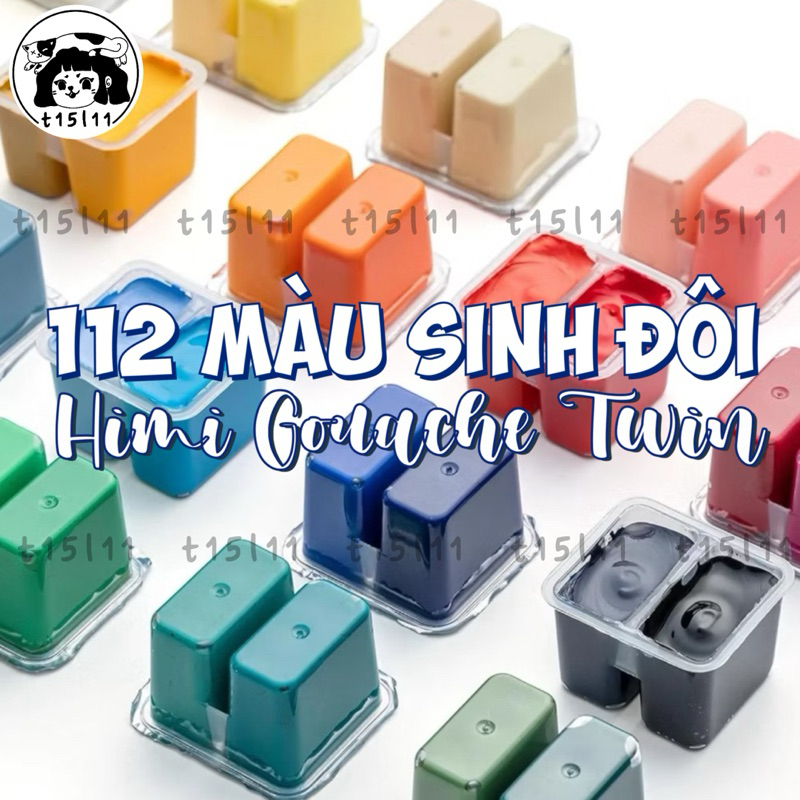 [t15l11] Màu thạch Himi Gouache Twins 112 màu sinh đôi PHIÊN BẢN MỚI ...