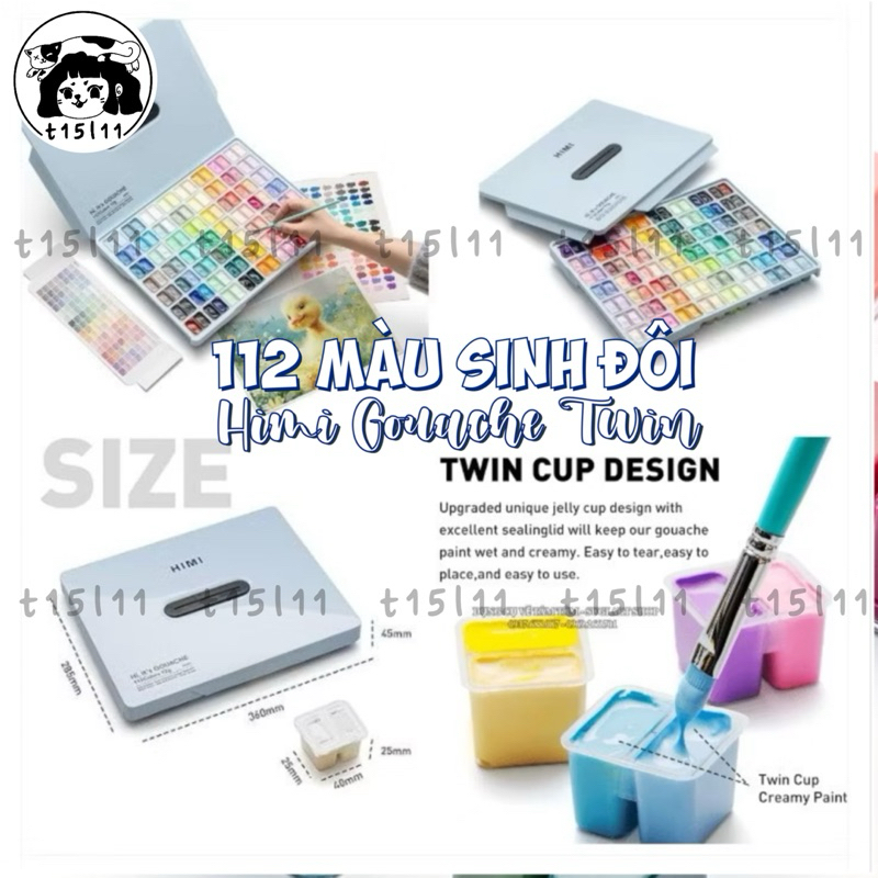 [t15l11] Màu thạch Himi Gouache Twins 112 màu sinh đôi PHIÊN BẢN MỚI ...