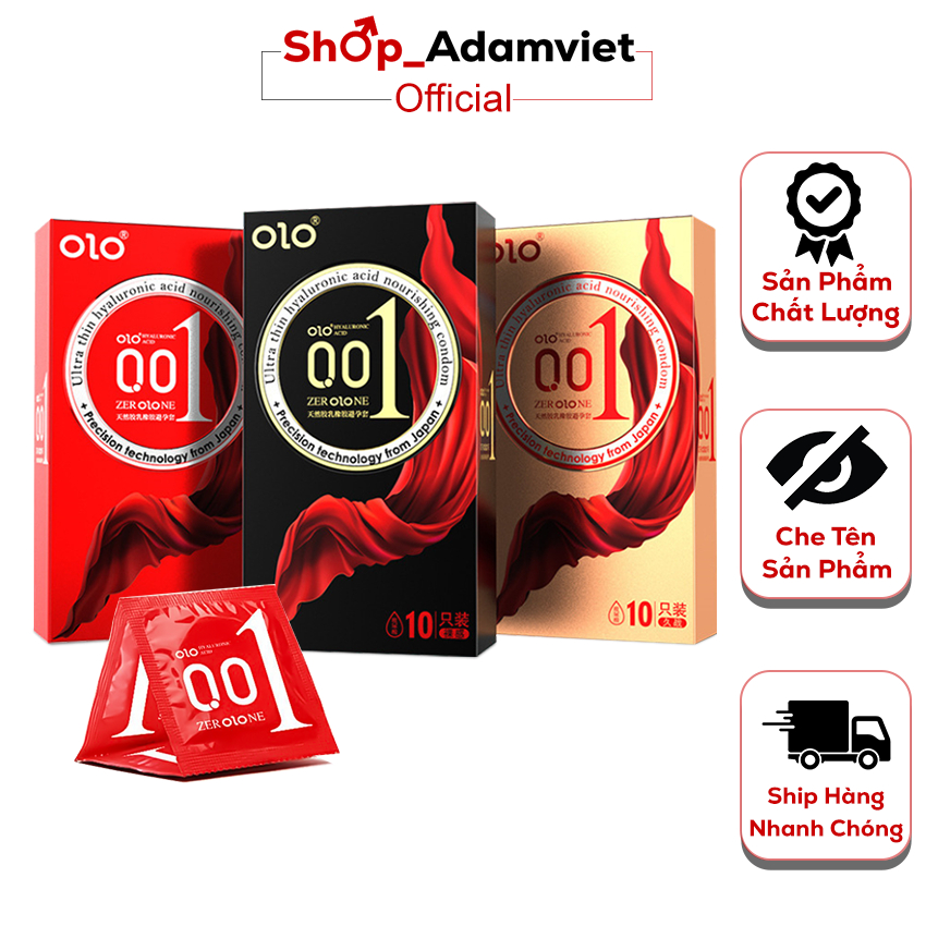 Bao Cao Su Gân Gai Olo Square (Balck + Red + Gold ) Bcs Siêu Mỏng, Nhiều Gel, Size 52mm (Hộp 10C ...