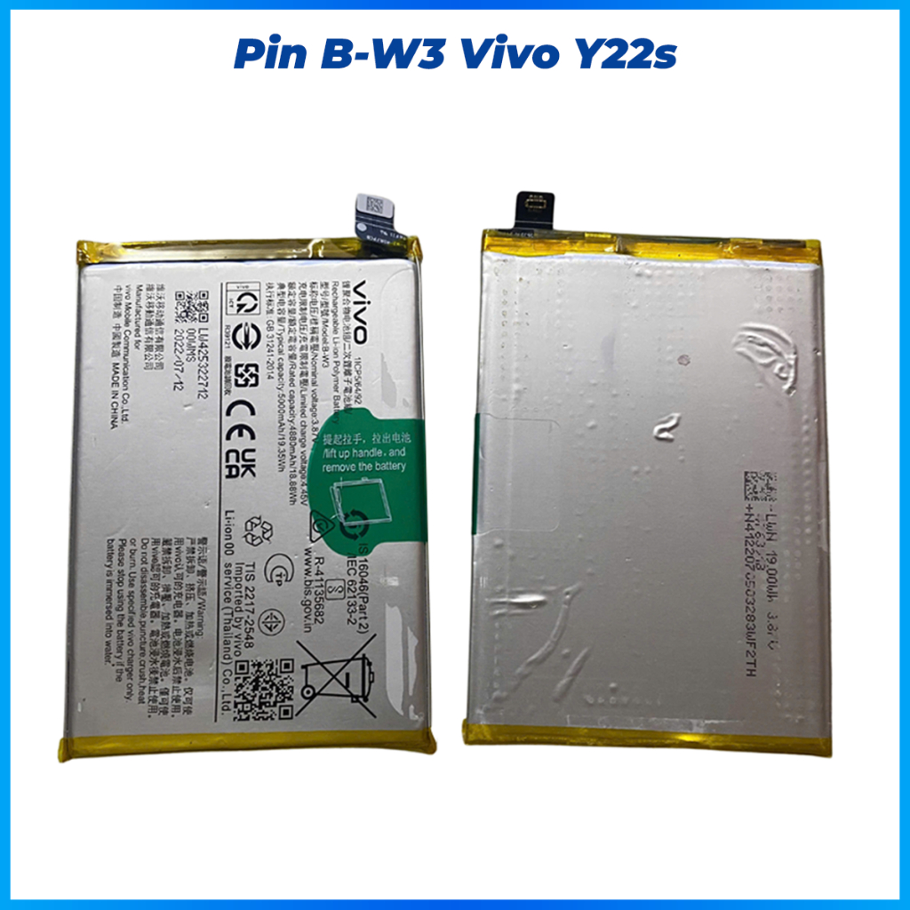 Pin B-W3 vivo Y22 5g, Y22s 2022, Y32T 4g, pin zin bóc máy đẹp, dung ...
