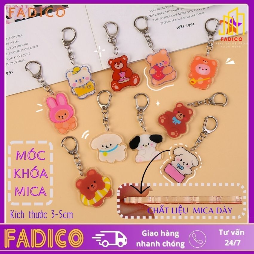 SỈ móc khóa MICA,móc treo balo túi xách hình GẤU kích thước 3-5cm nhựa ...