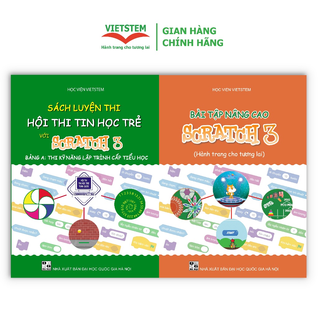 Combo 2 Sách Luyện Thi Hội Thi Tin Học Trẻ Với Scratch 3 Cấp Tiểu Học