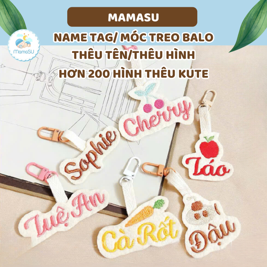 (THÊU TÊN) Thẻ Tên Đeo Balo Cặp Name Tag Thêu Tên Theo Yêu Cầu Cho Bé ...