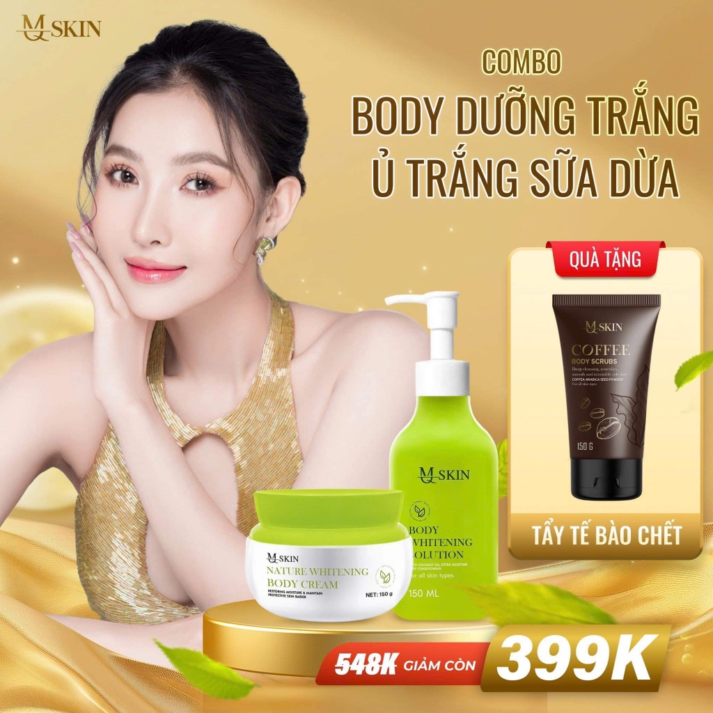 [Tặng tẩy tbc Cafe] Combo Ủ trắng body sữa dừa, Body Diệp lục MQ SKIN ...