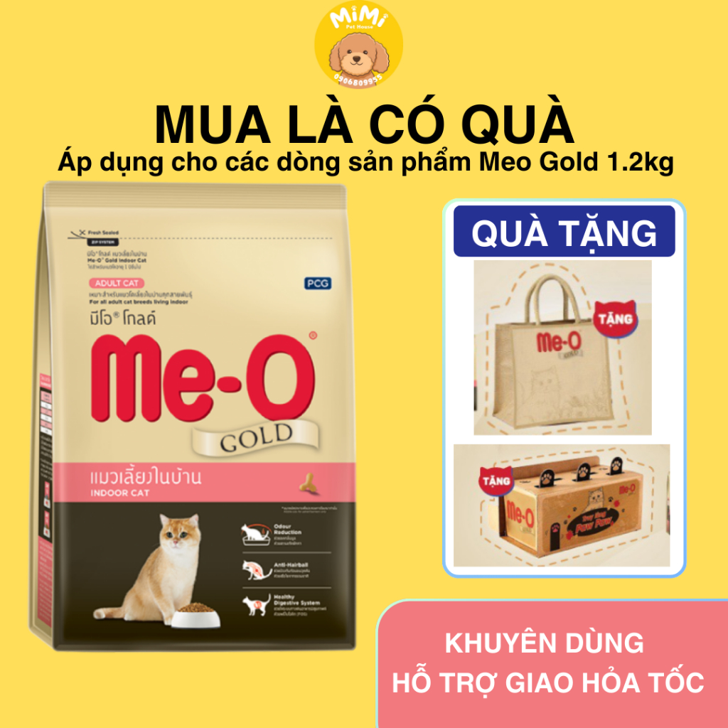 [1.2kg+đồ chơi] Thức ăn hạt cho mèo lớn và mèo con MeO gold Indoor ...