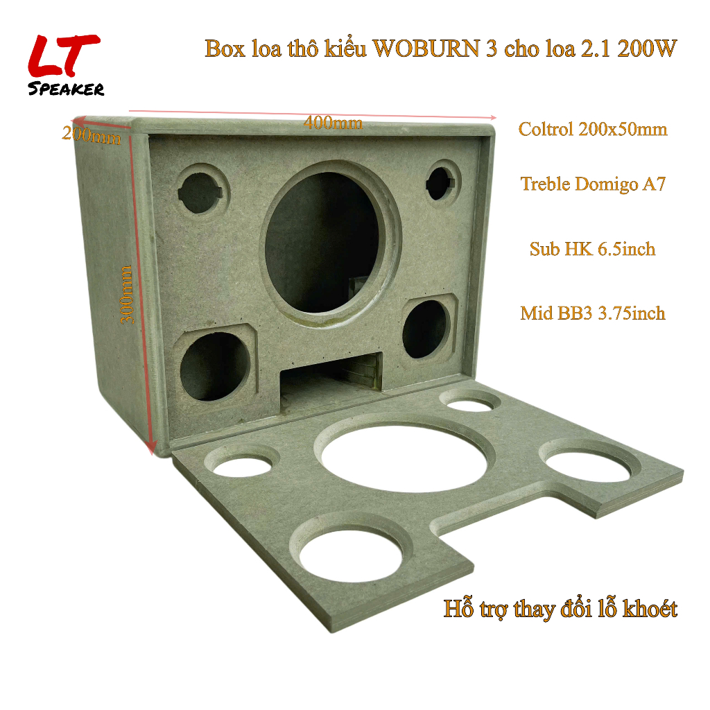 Box loa thô woburn 3 cho combo loa 2.1 200W sub 6.5inch mid 2.75inch ...