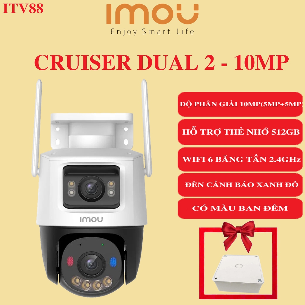 [TẶNG HỘP KT] CAMERA IMOU 2 MẮT NGOÀI TRỜI CRUISER DUAL 2 10MP (5mp-5mp ...