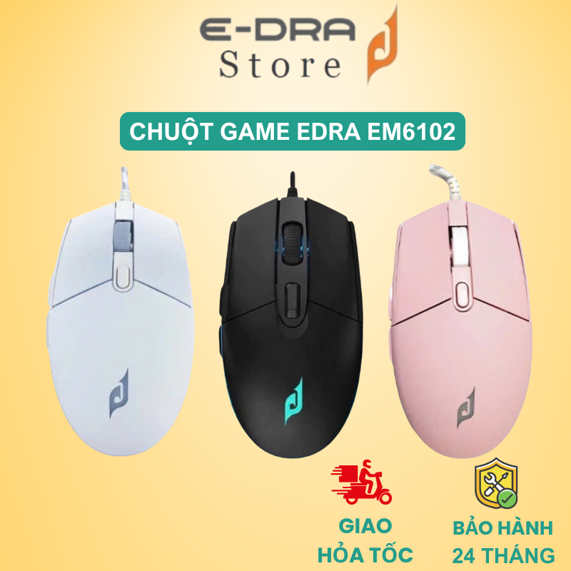 Chuột Gaming Edra EM6102 Đen / Trắng / Hồng LED 7 màu DPI 3200 | Shopee ...