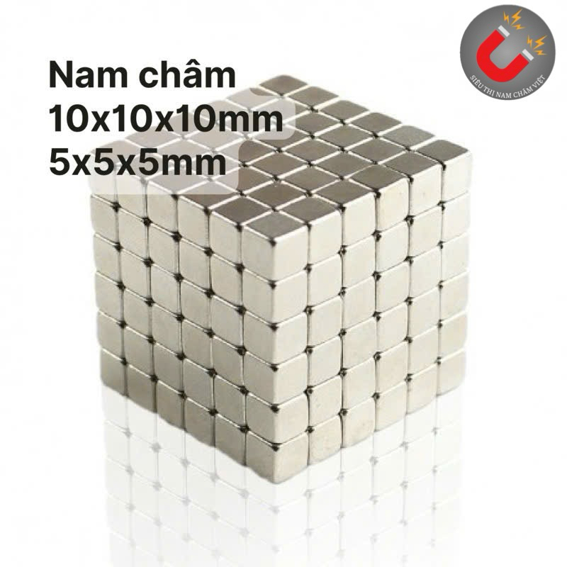 (5 viên) Nam châm vuông 10mm, 5x5x5mm - 10x10x10mm loại nam châm lập phương trắng đất hiếm lực ...
