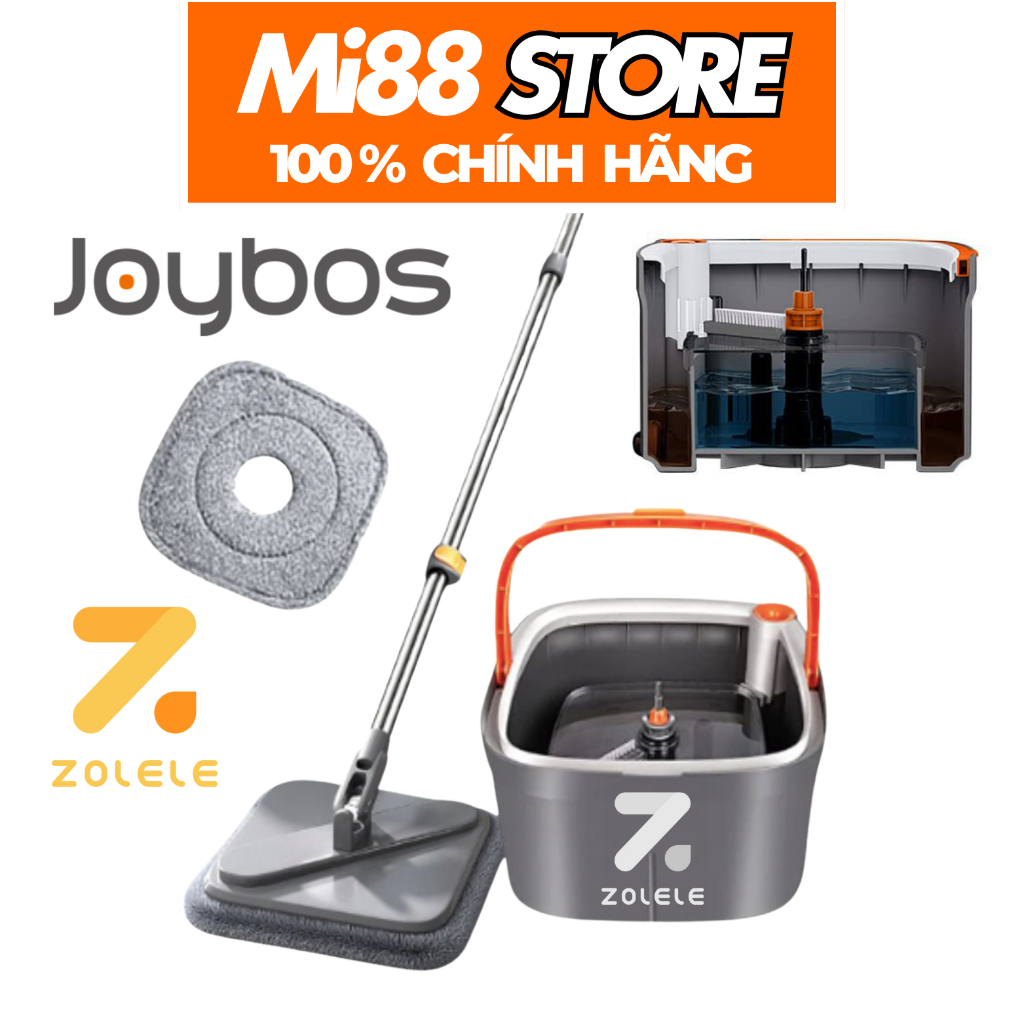 [HOẢ TỐC 2H] Bộ Cây Lau Nhà Xoay 360 Độ Tự Vắt 2 Ngăn Tách Nước Bẩn Thông Minh Xiaomi Joybos ...