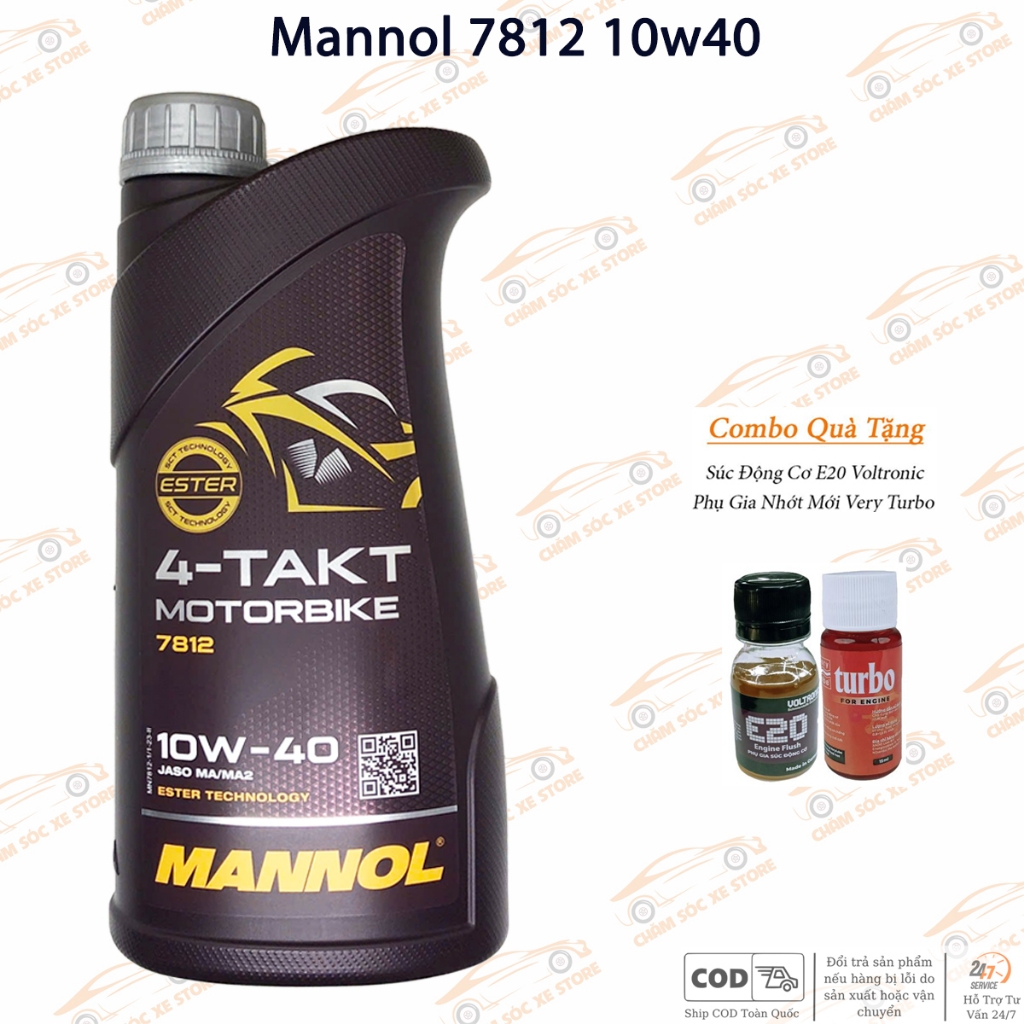 Nhớt Mannol 7812 10W40 Cao Cấp Dành Cho Xe Số, Côn Tay Tặng Súc Động Cơ ...
