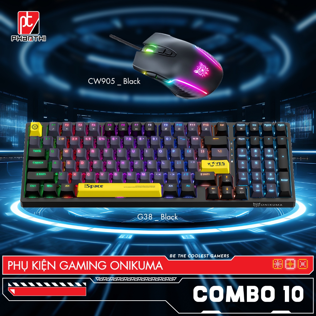 Combo Onikuma 10 (Bàn Phím Onikuma G38 Black+ Chuột CW905 Black) - Hàng ...
