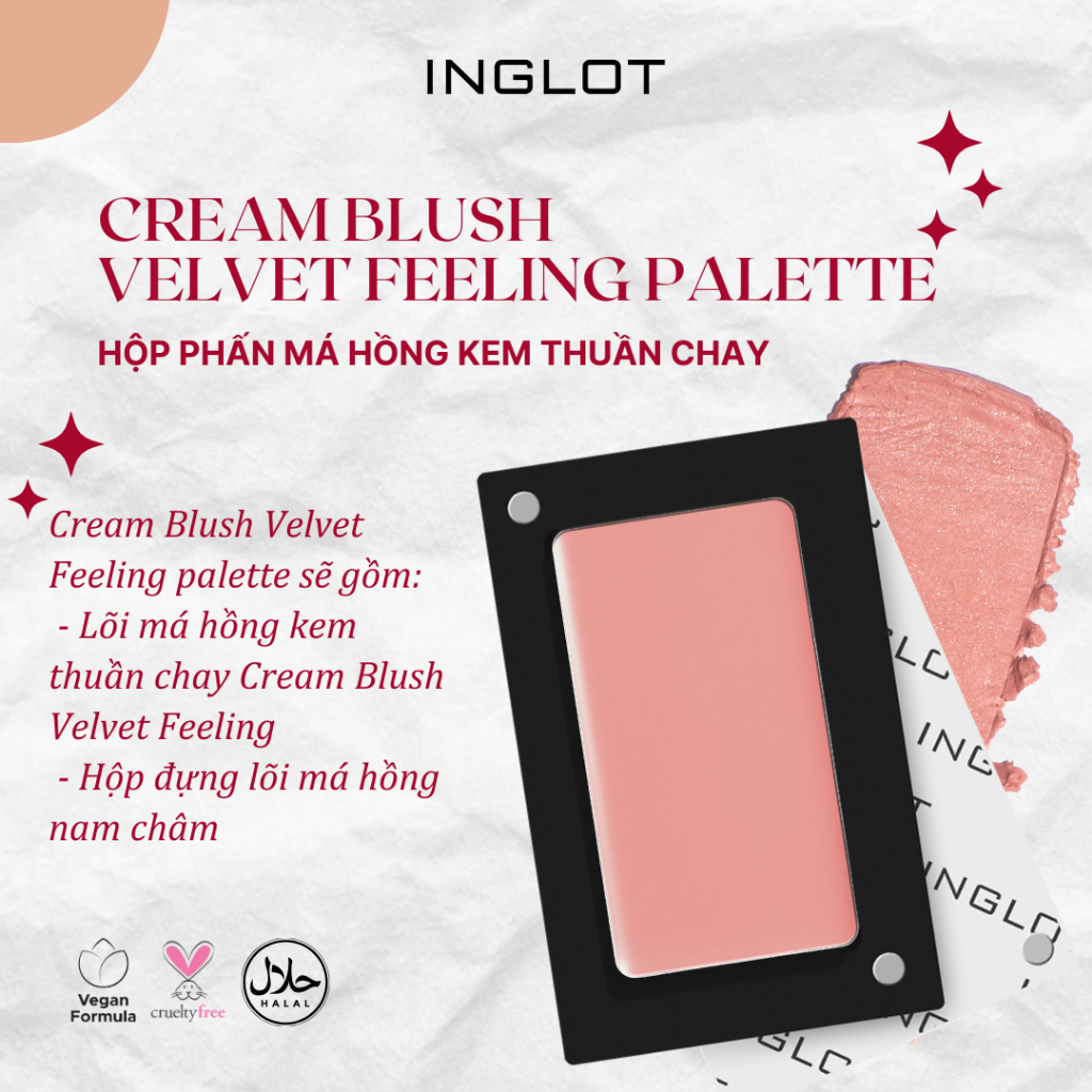 Bảng má hồng 1 ô kem nhung Cream Blush Velvet Feeling INGLOT | Shopee ...