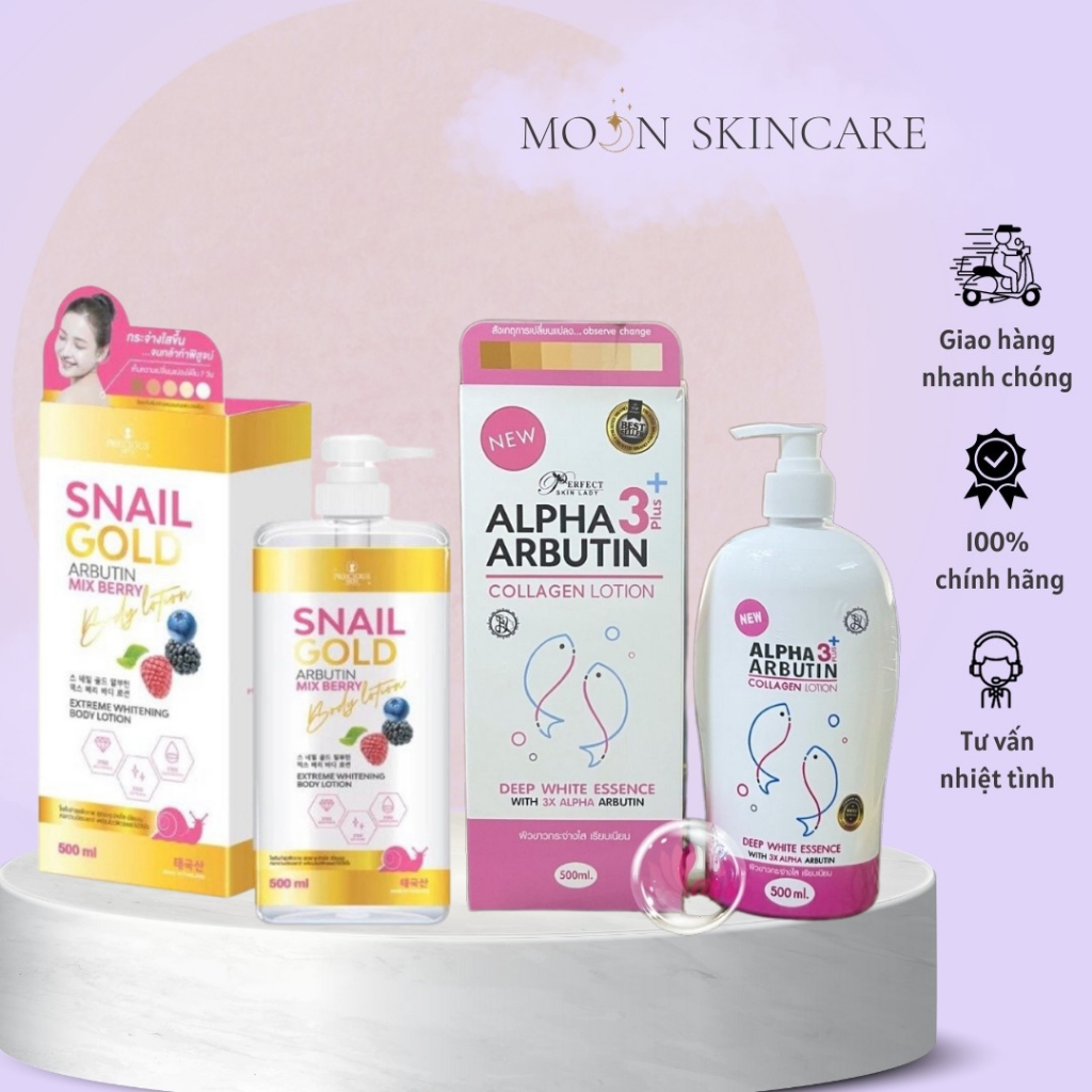 Dưỡng Thể Body Trắng Da Alpha, Snail Gold Arbutin Collagen 3+Plus 500ml ...