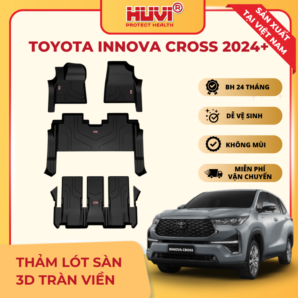 [CHÍNH HÃNG] Thảm lót sàn xe TOYOTA INNOVA CROSS 2024 (Hybrid) 3D tràn ...