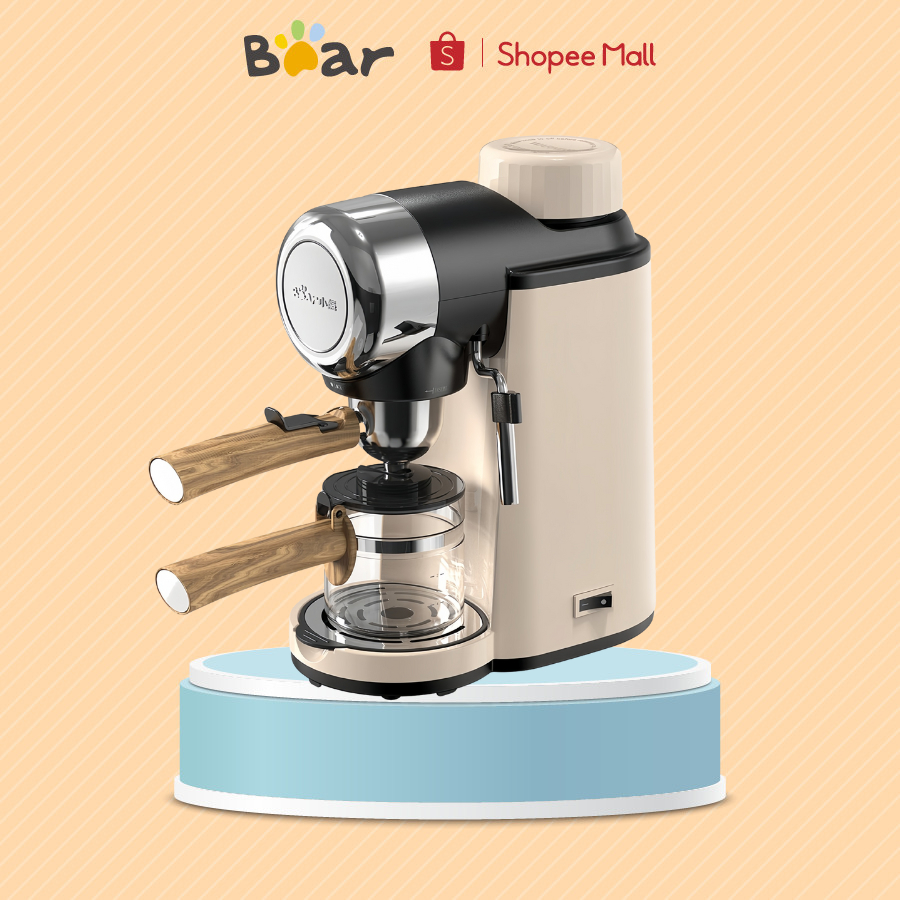 Máy pha cà phê espresso Bear KFJ-A02R2, Áp suất 5Bar, Tự độnTạo bọt sữa Cho gia đình, BH 18 ...