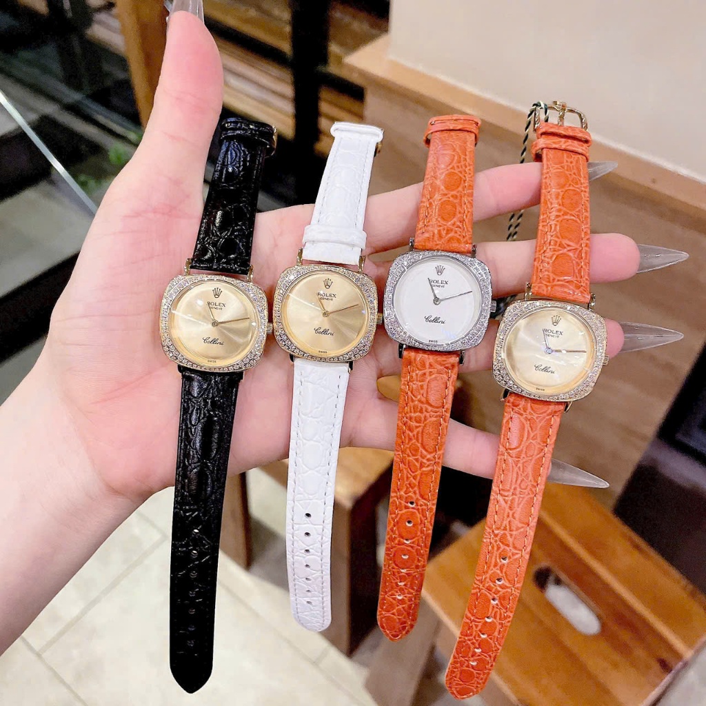 Đồng Hồ Nữ Dây Da Cao Cấp Rolex, Size mặt 30mm, Máy Pin Nhật, Đính Đá ...