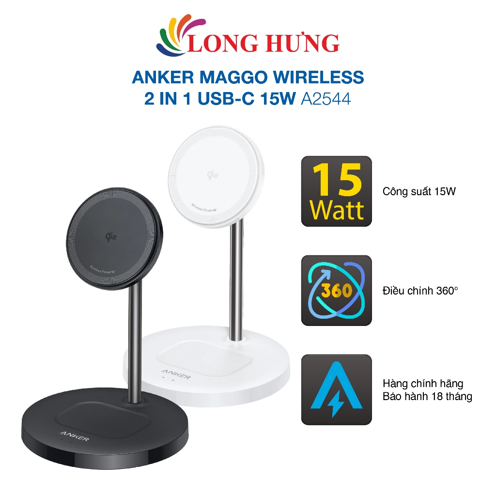 Đế sạc Anker MagGo Wireless 2 in 1 USB-C 15W A2544 - Hàng chính hãng | Shopee Việt Nam