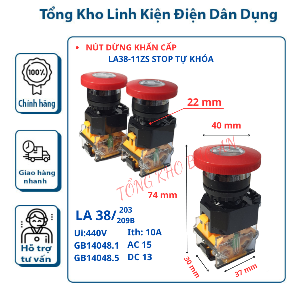 Nút dừng khẩn cấp phi 22 LA38-11ZS-STOP - tự khóa | Shopee Việt Nam