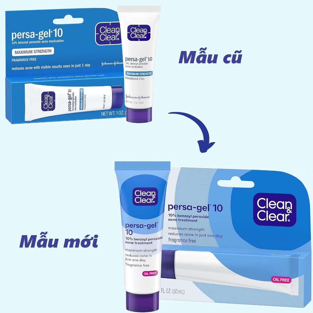 Gel làm khô mụn với 10% benzoyl peroxide Clean & Clear Persa-Gel 10 ...