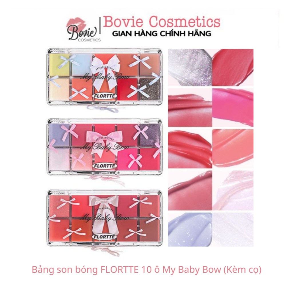 Bảng son bóng FLORTTE 10 ô My Baby Bow (Kèm cọ) | Shopee Việt Nam