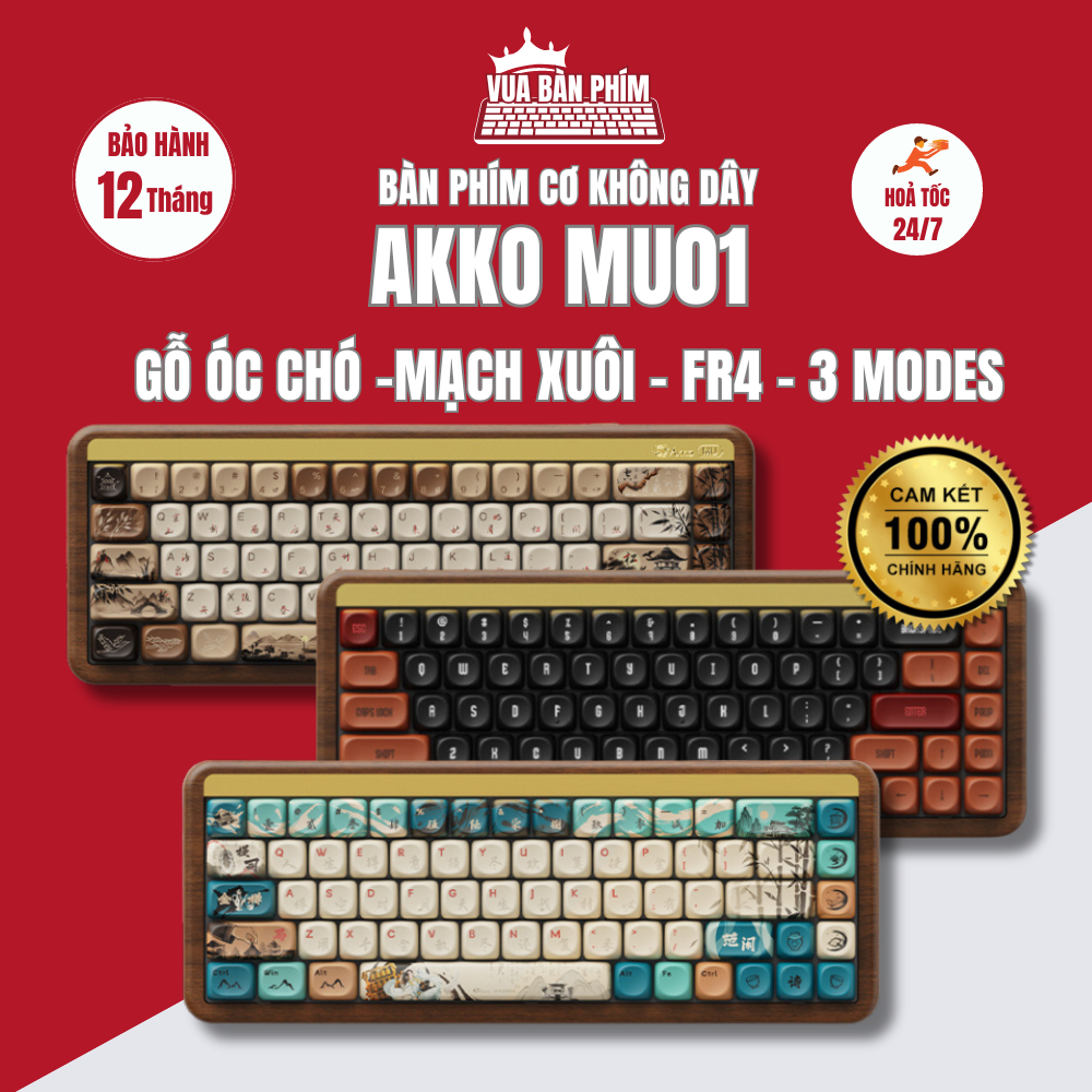 [Hàng Sẵn] Bàn phím cơ không dây Akko Mu01 | mu01 mạch xuôi ,3 mode ...
