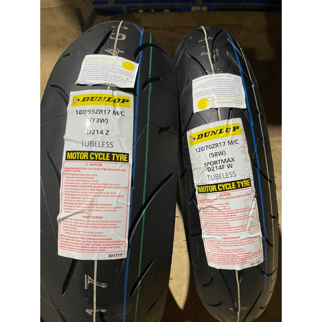 Lốp xe máy Dunlop D214 120/70R17;180/55R17 Date 2024 | Shopee Việt Nam