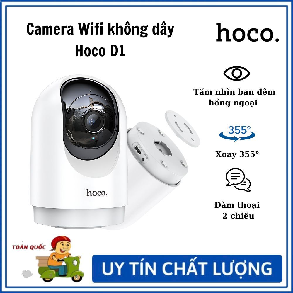 Camera Wifi Không Dây D1 Hoco - Xem Đêm Có Màu - Xem Ngang Góc 355 ...