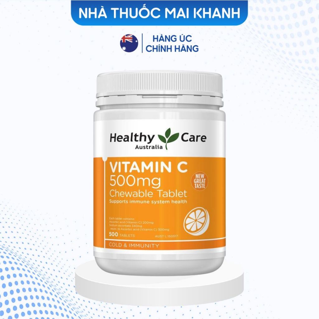 [Hàng Úc] Vitamin C 500mg Chewable Healthy Care Viên nhai Tăng Đề Kháng ...