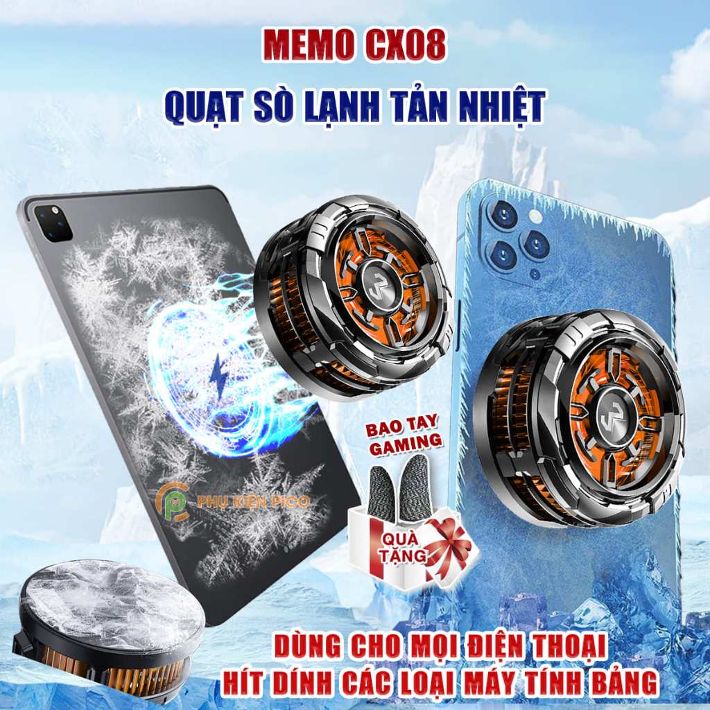 Quạt sò lạnh tản nhiệt điện thoại máy tính bảng Memo CX08 / CX10 / CX12 ...