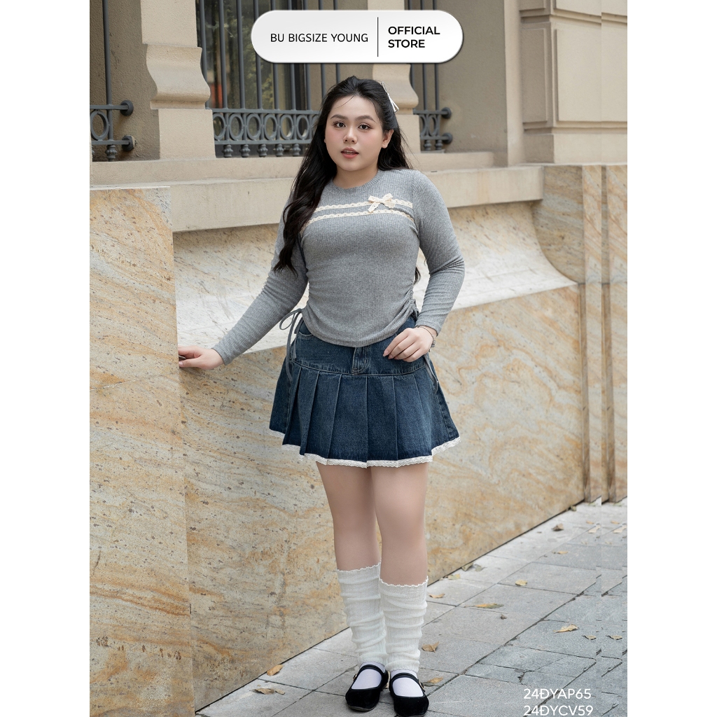 Chân váy Jeans xếp ly phối ren BIGSIZE (55kg đến 95kg) – 24ĐYCV59 - [BU Bigsize Young] | Shopee ...