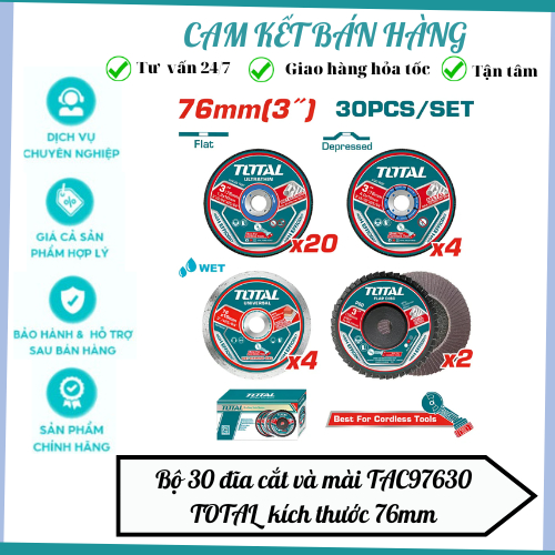 Bộ 30 đĩa cắt và mài TAC97630 TOTAL kích thước 76mm | Shopee Việt Nam