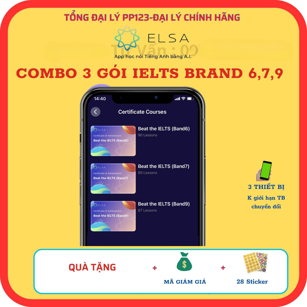 COMBO 3 GÓI ELSA IELTS BRAND 6,7,9 - Luyện tiếng Anh Beat the IELTS all ...