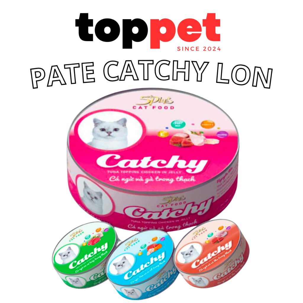 Pate Catchy cho mèo LON 160Gr. Thức ăn pate dinh dưỡng cho mèo Catchy ...
