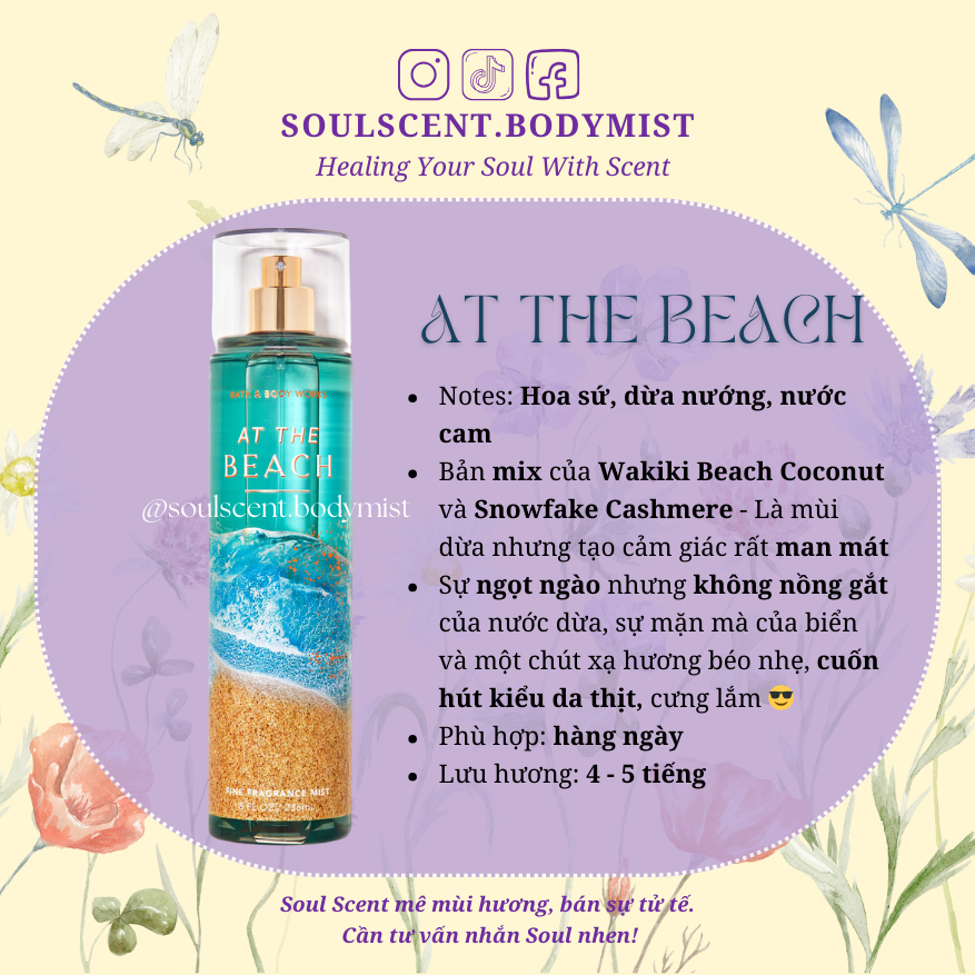 AT THE BEACH Body mist xịt thơm toàn thân Bath & Body Works (AUTH Mỹ ...