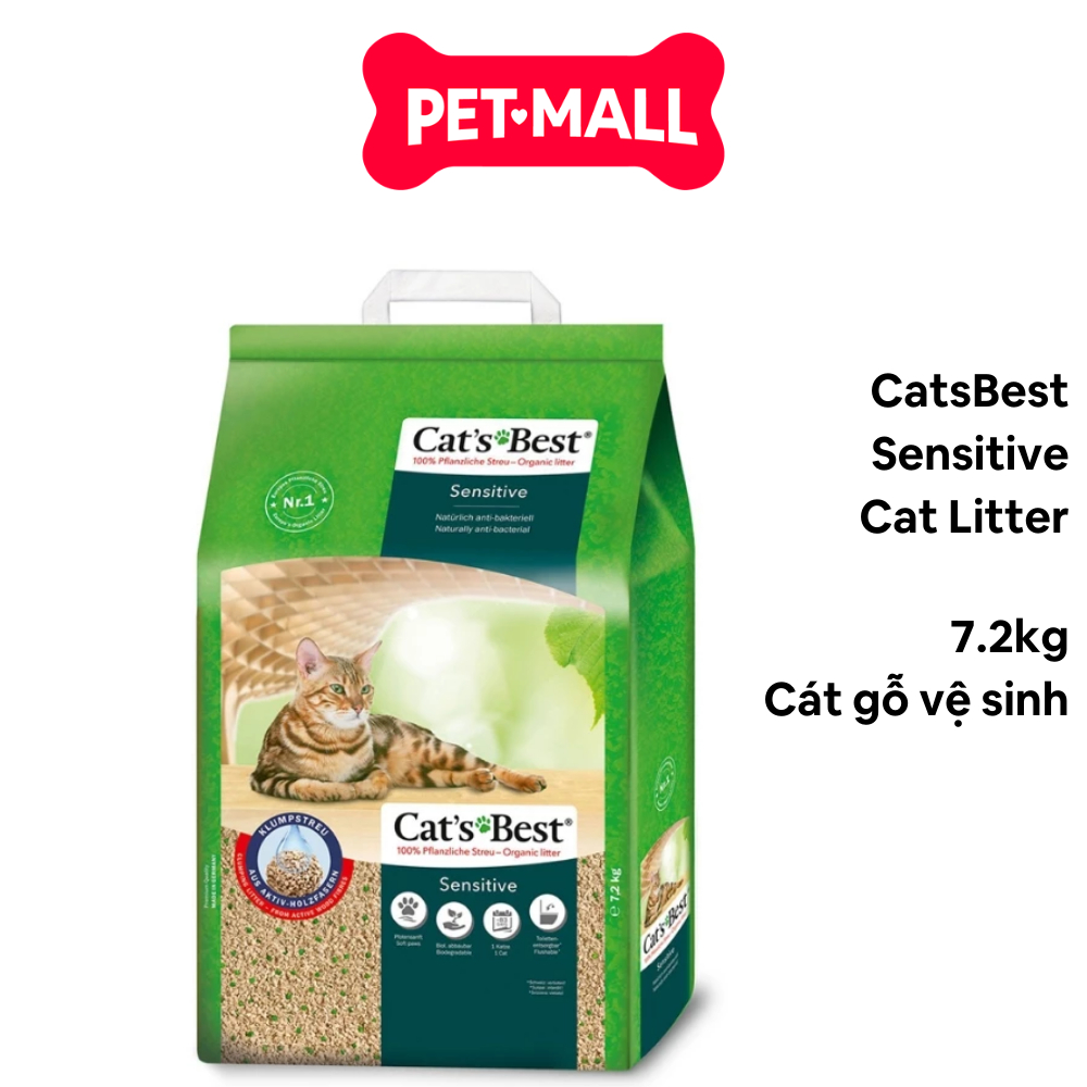 Cát gỗ vệ sinh CatsBest Sensitive Cat Litter 7.2kg - làm từ gỗ Germany ...
