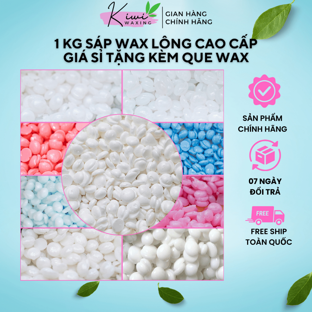 SỈ 1KG Sáp Wax Lông nóng cao cấp KIWI WAXING Siêu bám lông Wax triệt lông toàn thân tặng que wax ...