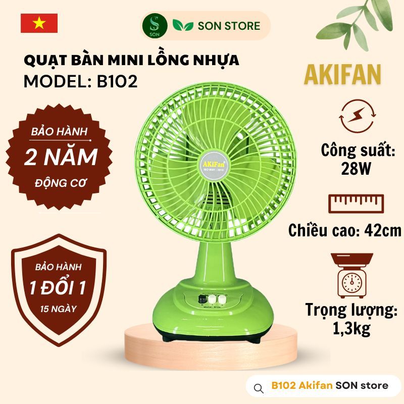 Quạt Mini AKIFAN Để Bàn B102 Lồng Nhựa 28W Nhiều Màu Sắc Cao 42cm Nhỏ ...