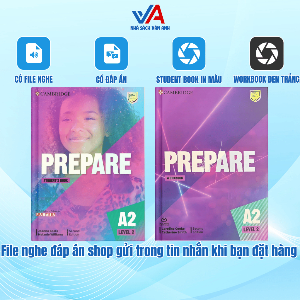 Sách - Giáo trình Prepare A1, A2 - bộ 2 quyển - in offset - tặng file ...