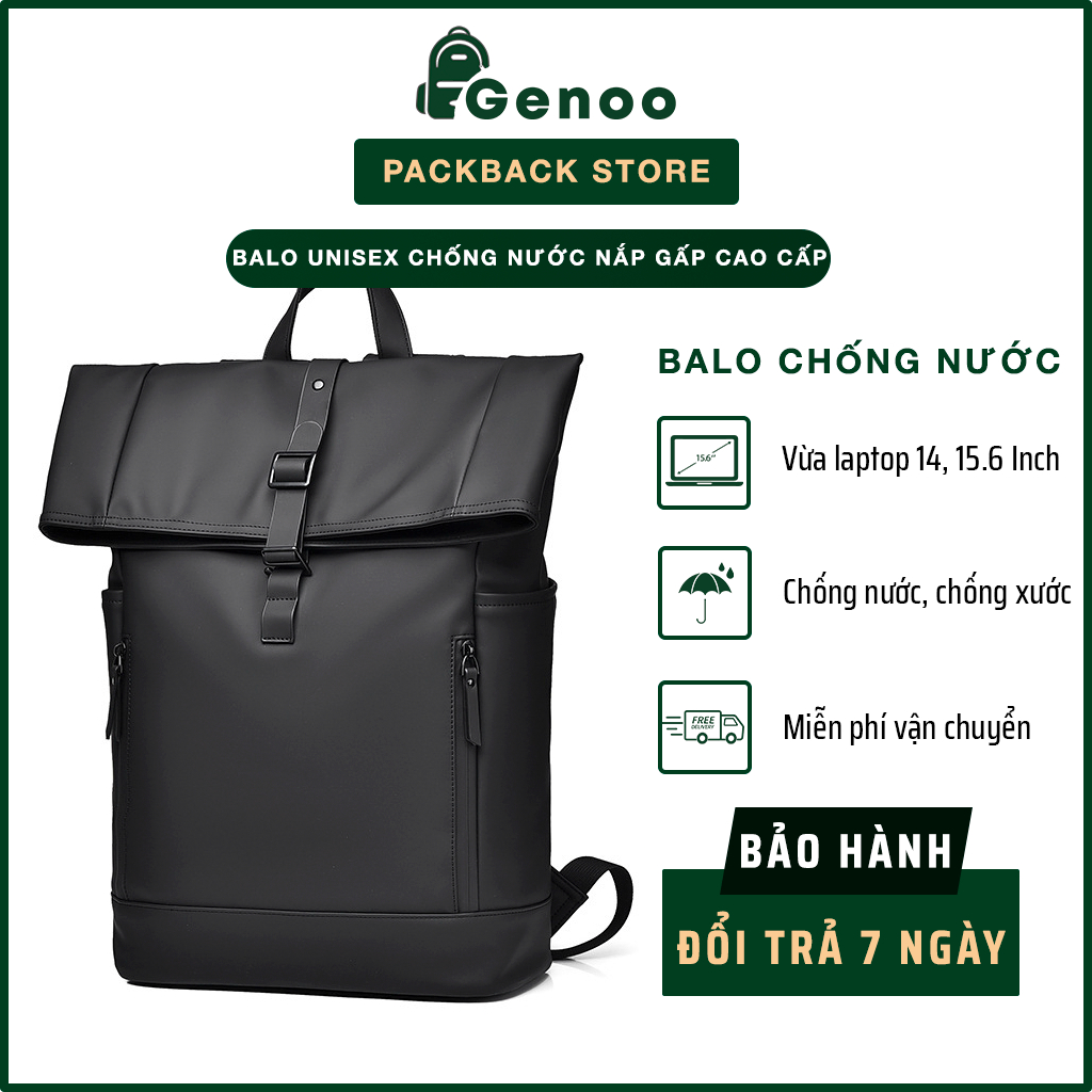 Balo Laptop GENOO Chống Nước Siêu Bền Phong Cách Hàn Quốc Vải Da Oxford ...