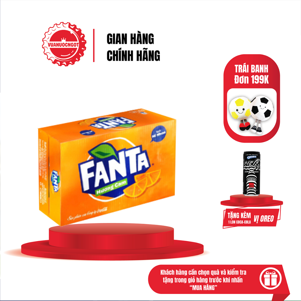Thùng 24 Lon Mi-nhon Nước Giải Khát Fanta Hương Cam Lon 235ml/lon Sale 10.10 Coca-Cola Freeship ...