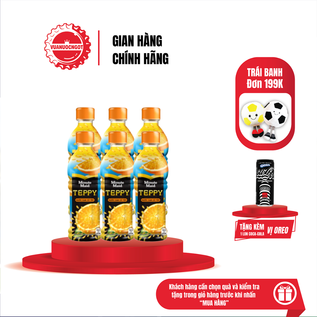 Lốc 6 chai Thực phẩm bổ sung Minute Maid Teppy Nước cam có tép 1L/Chai ...