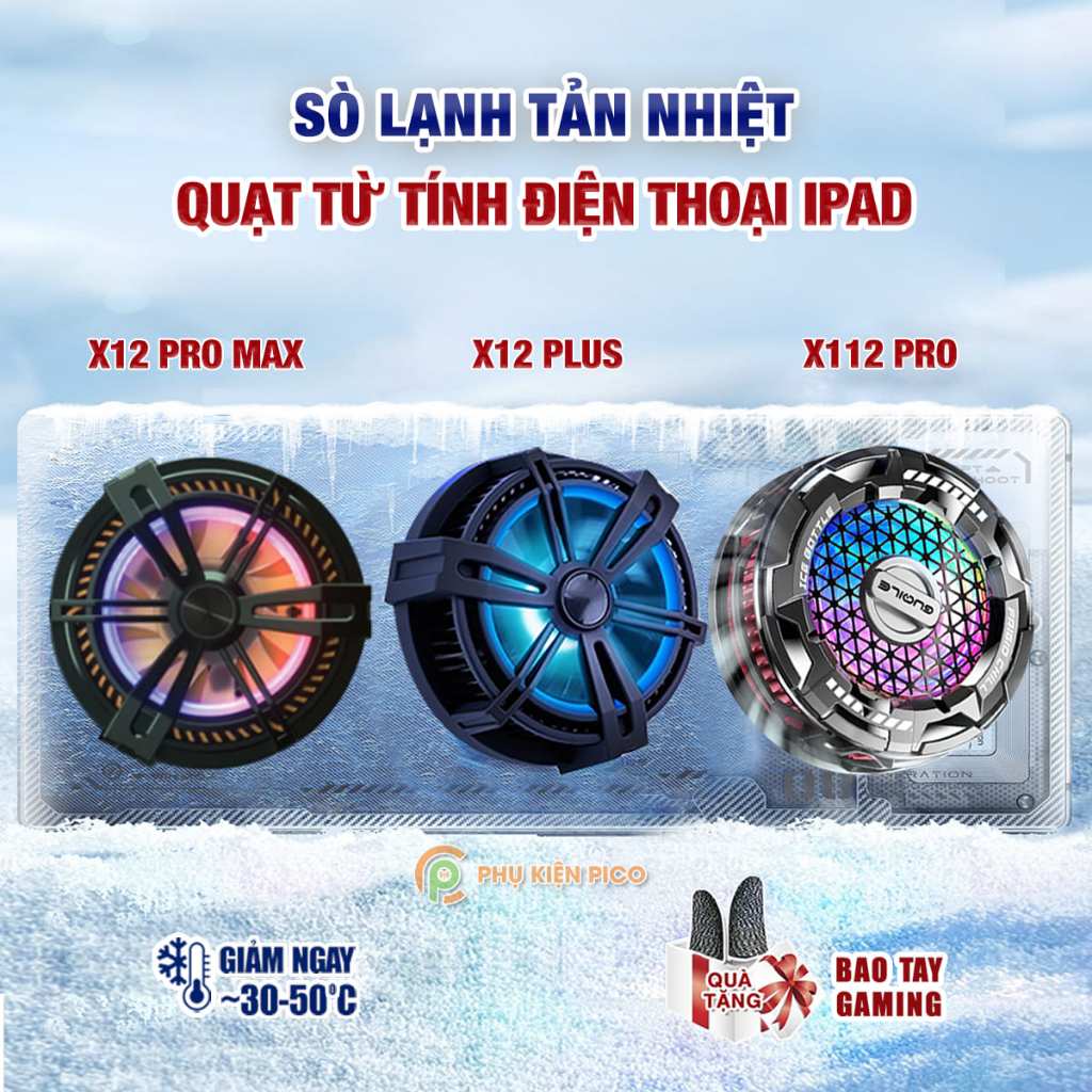 Quạt tản nhiệt điện thoại sò lạnh từ tính X12 Pro Max / X112 Pro / X12 Plus hỗ trợ tản nhiệt ...