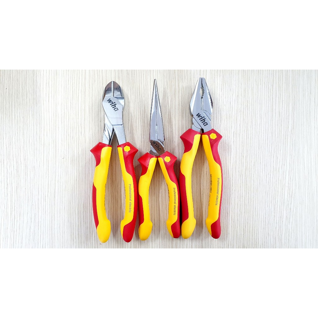 Combo 3 kìm Wiha cán cách điện 1000v chính hãng dài 200mm (26727 +26711 ...