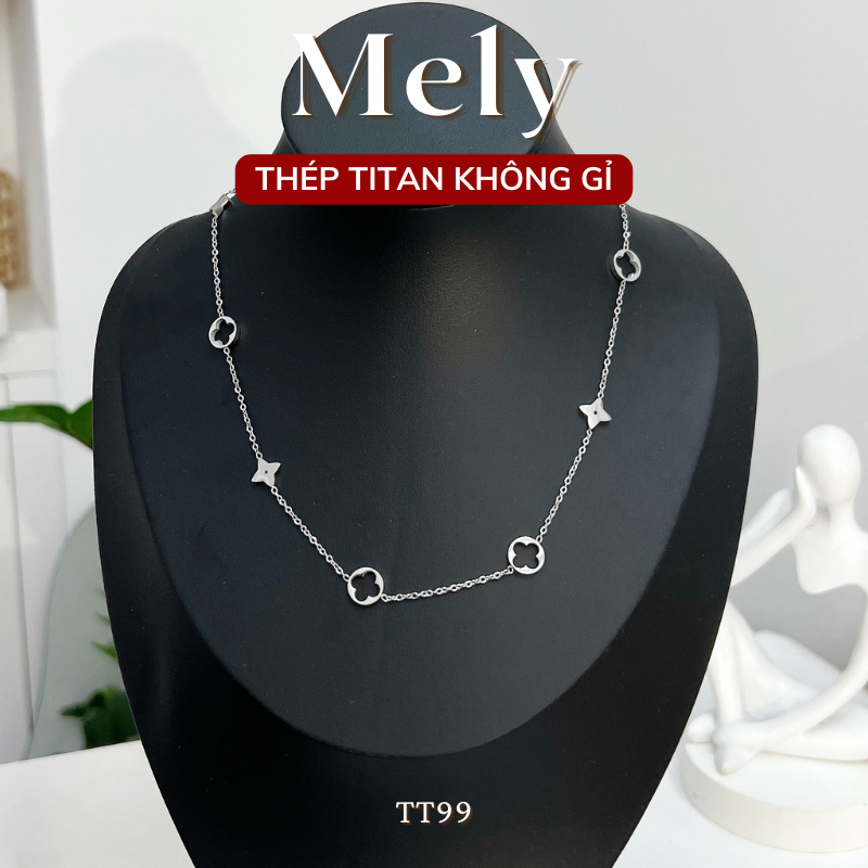 [KHÔNG ĐEN GỈ] Dây chuyền thép Titan cỏ bốn lá mạ vàng sợi mảnh cá tính thời trang - Mely TT99 ...