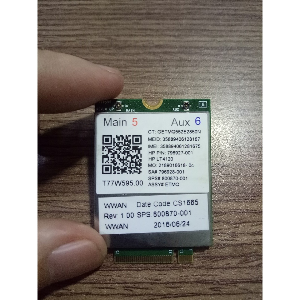 Card wwan 4G HP lt4120 Snapdragon X5 LTE T77W595 796928-001 4G WWAN M.2 ...