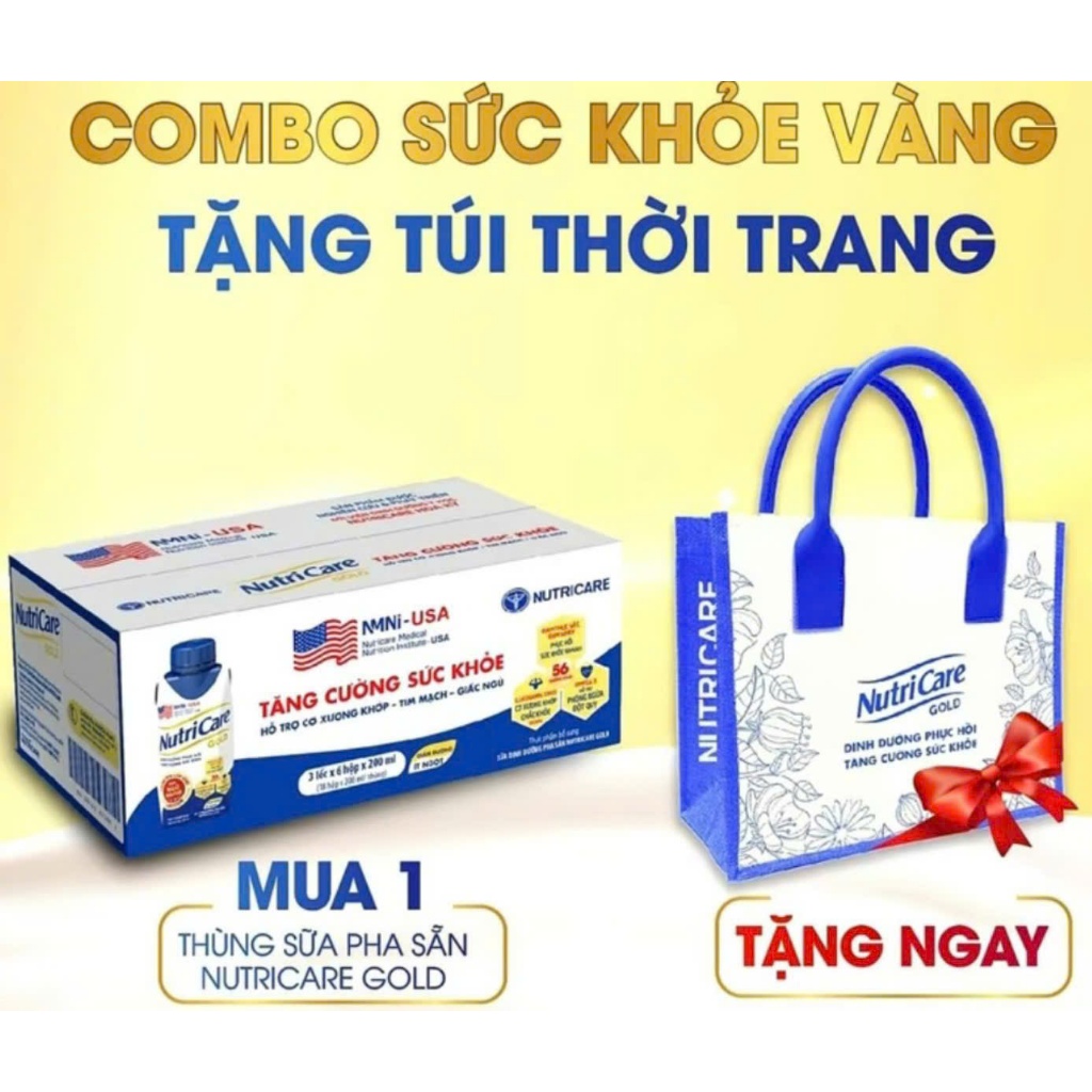 [HSD mới nhất 2025 - Tặng kèm túi] Thùng 18 hộp sữa Nutricare Gold pha sẵn (200ml) | Shopee Việt Nam