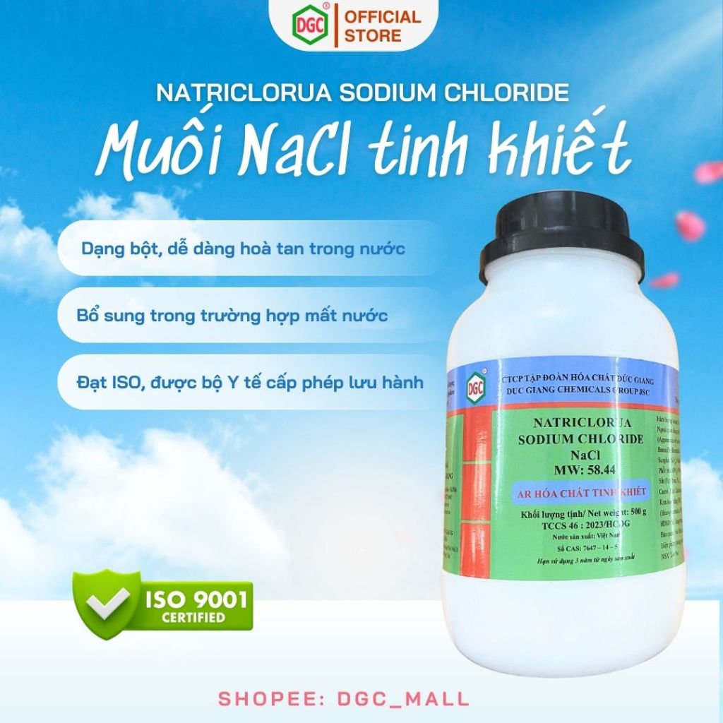 [Chính hãng] Muối tinh khiết Đức Giang NaCl - 500g | Shopee Việt Nam