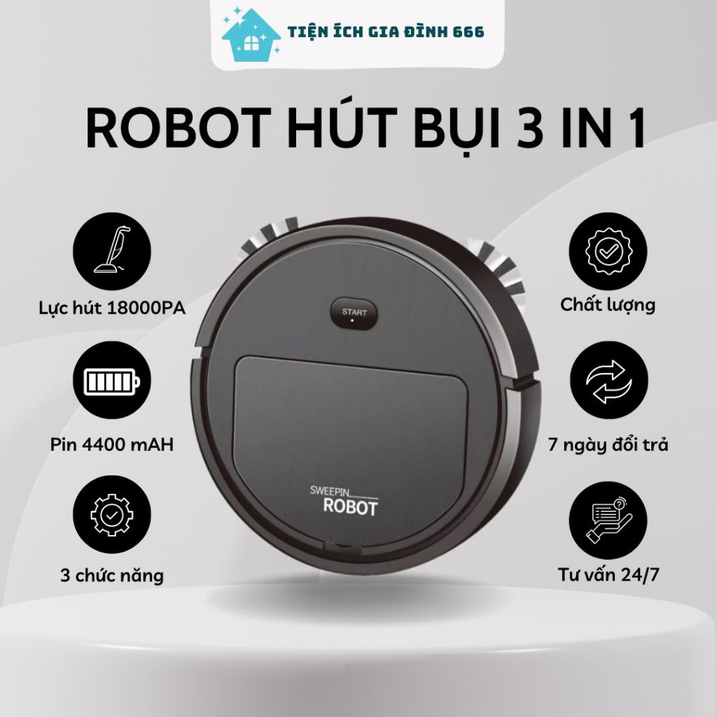 Robot hút bụi lau nhà đa năng 3 trong 1, máy hút đa năng, nhỏ gọn, tiện ...